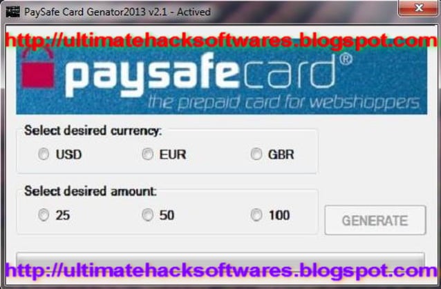 PaySafe Card Genator 2013 v2.1 | PPT