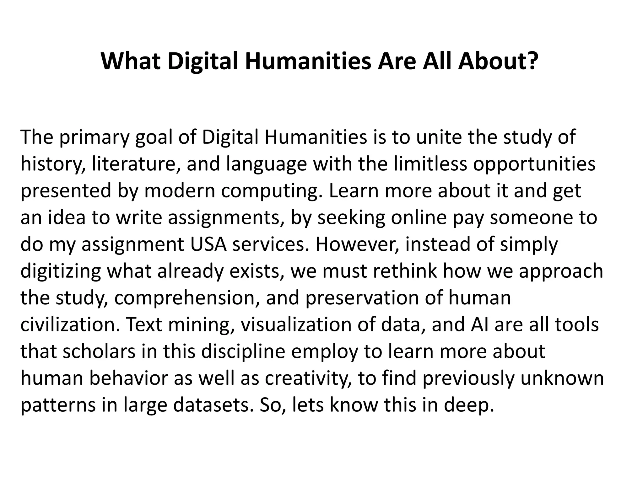 Get An Overall Idea of Digital Humanities | PPTX | Digital Arts | Fine Art