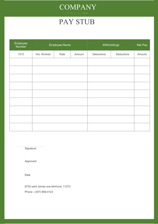 Free Pay stub Generator template | PDF