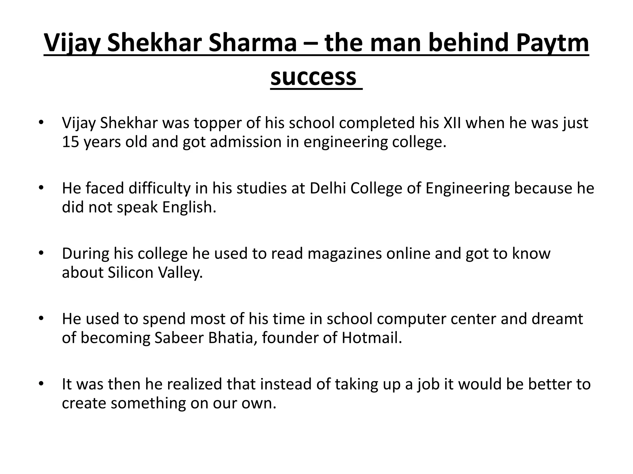 Vijay Shekhar Sharma ( Founder & Ceo of Paytm) | PPTX