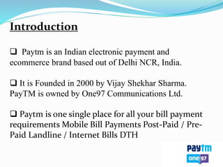 Paytm AND BUSINESS MODEL OF PAYTM | PPT