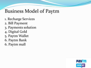 Paytm AND BUSINESS MODEL OF PAYTM | PPT