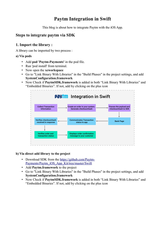 Paytm integration in swift | PDF