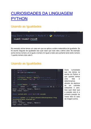 Algumas Curiosidades do uso da Matemática na escrita Phyton | PDF | Programming Languages ...