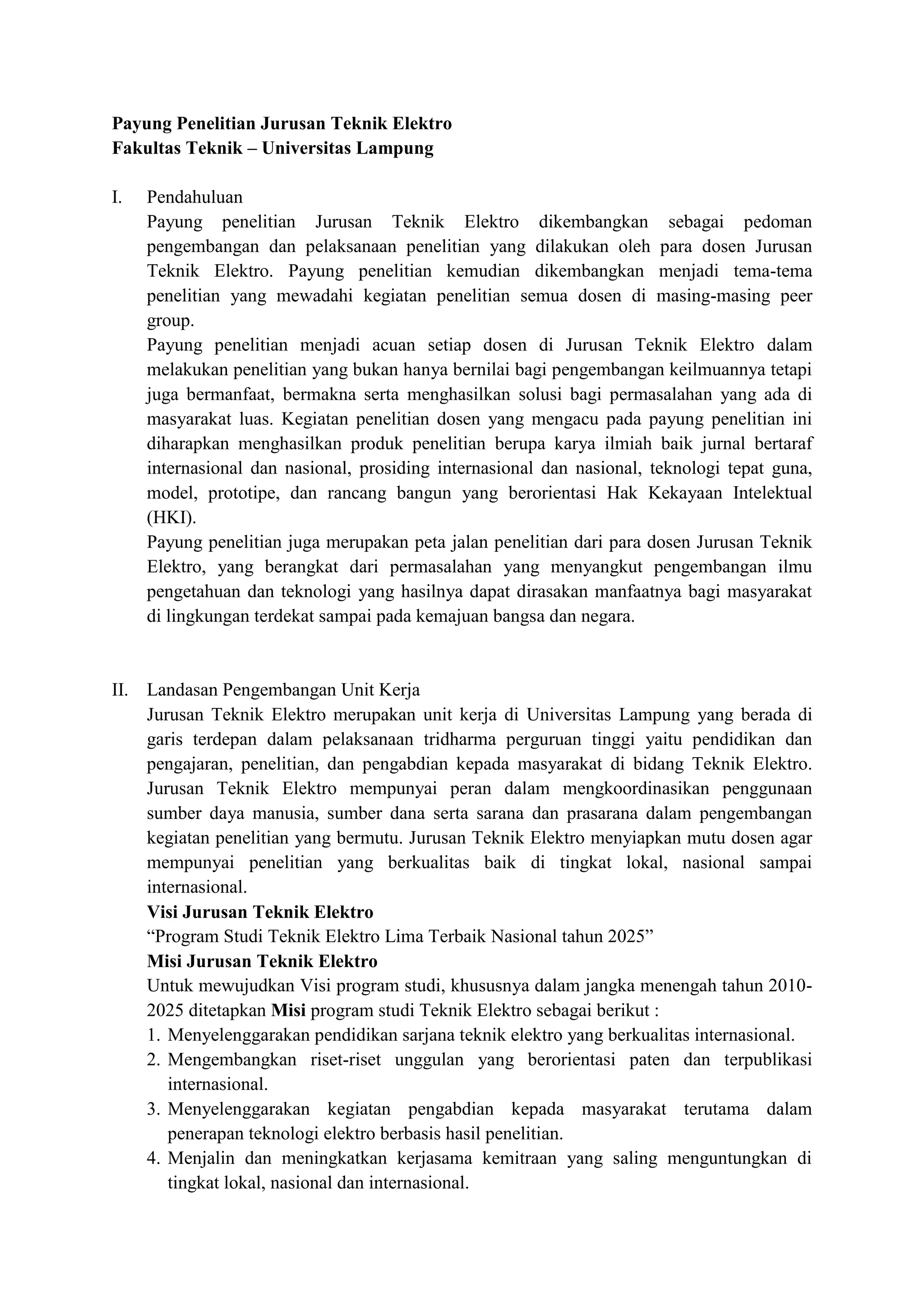 Payung penelitian jurusan teknik elektro | PDF