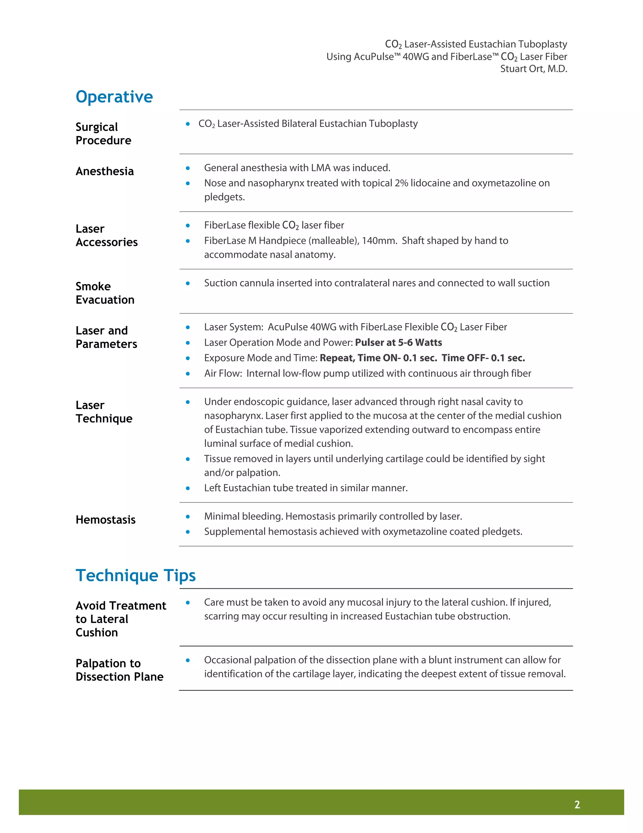 Bilateral Eustachian Tuboplasty Utilizing AcuPulse™ 40WG CO2 Laser and ...
