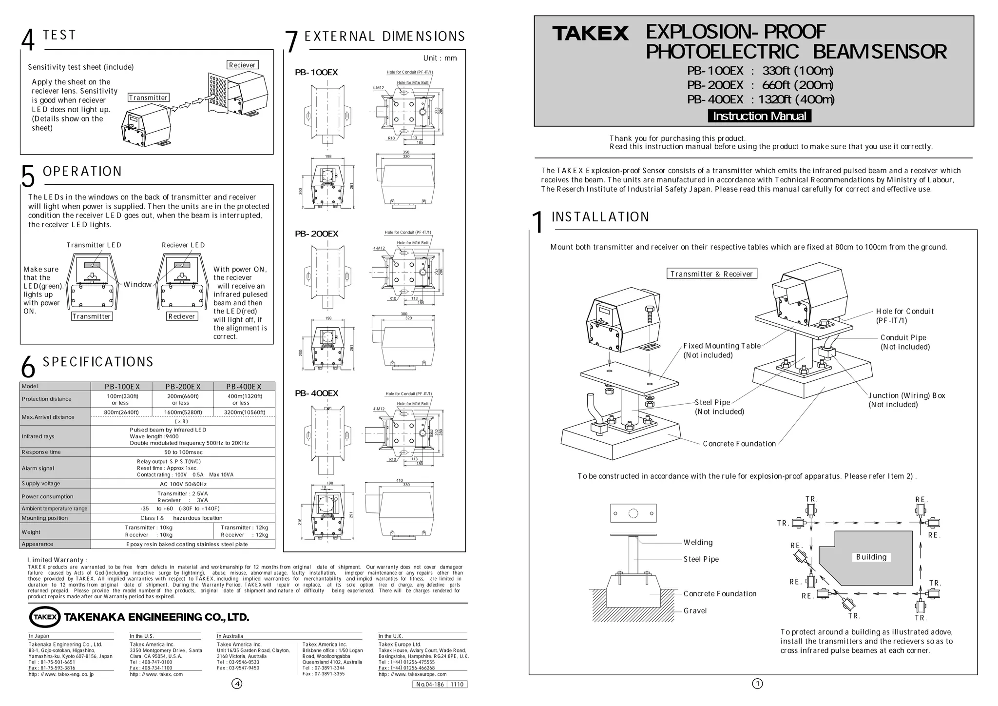 Takex PB-400EX Instruction Manual | PDF
