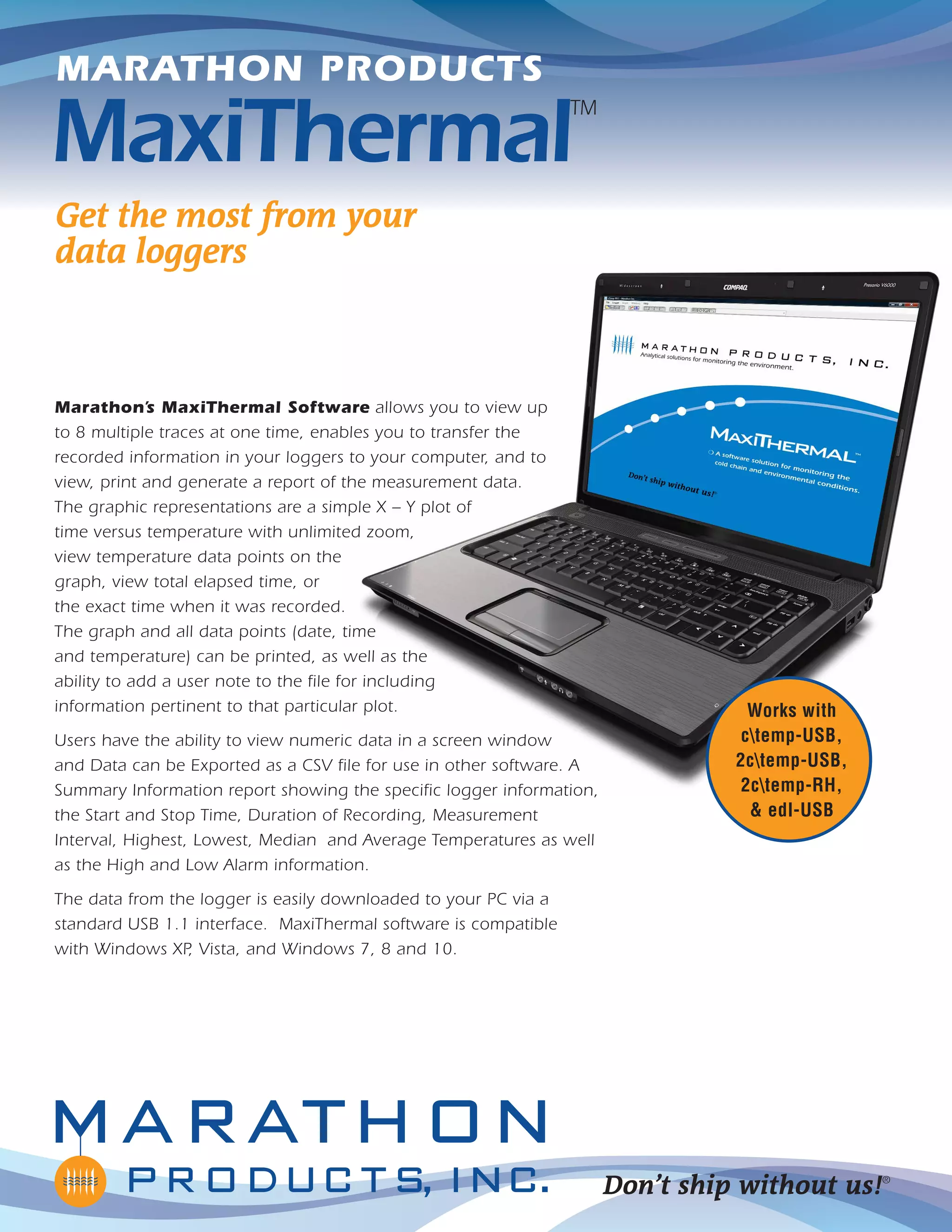 MAXITHERMAL SOFTWARE FOR USB LOGGERS : WITH MARATHON PRODUCTS | PDF