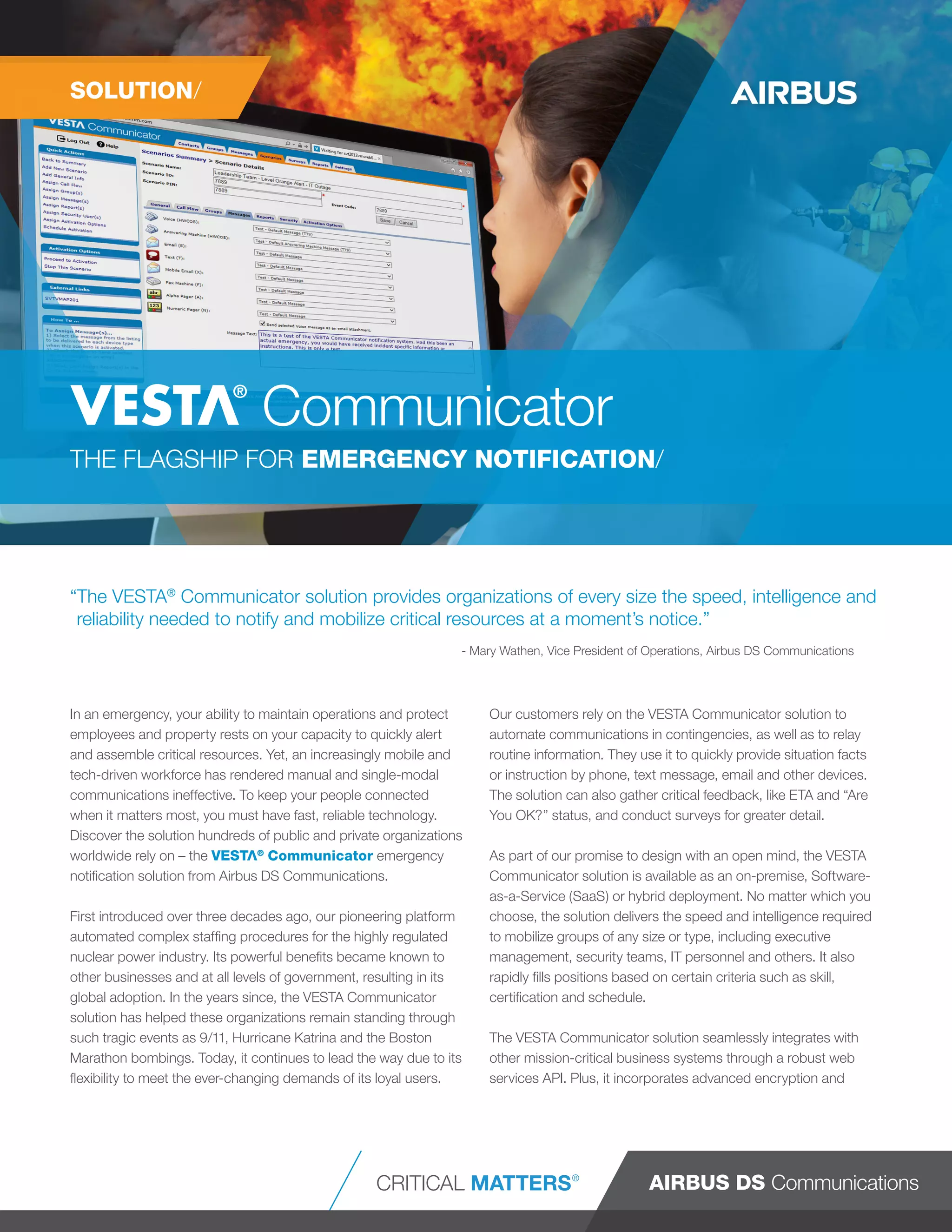 VESTA Communicator - Emergency Notification System | PDF