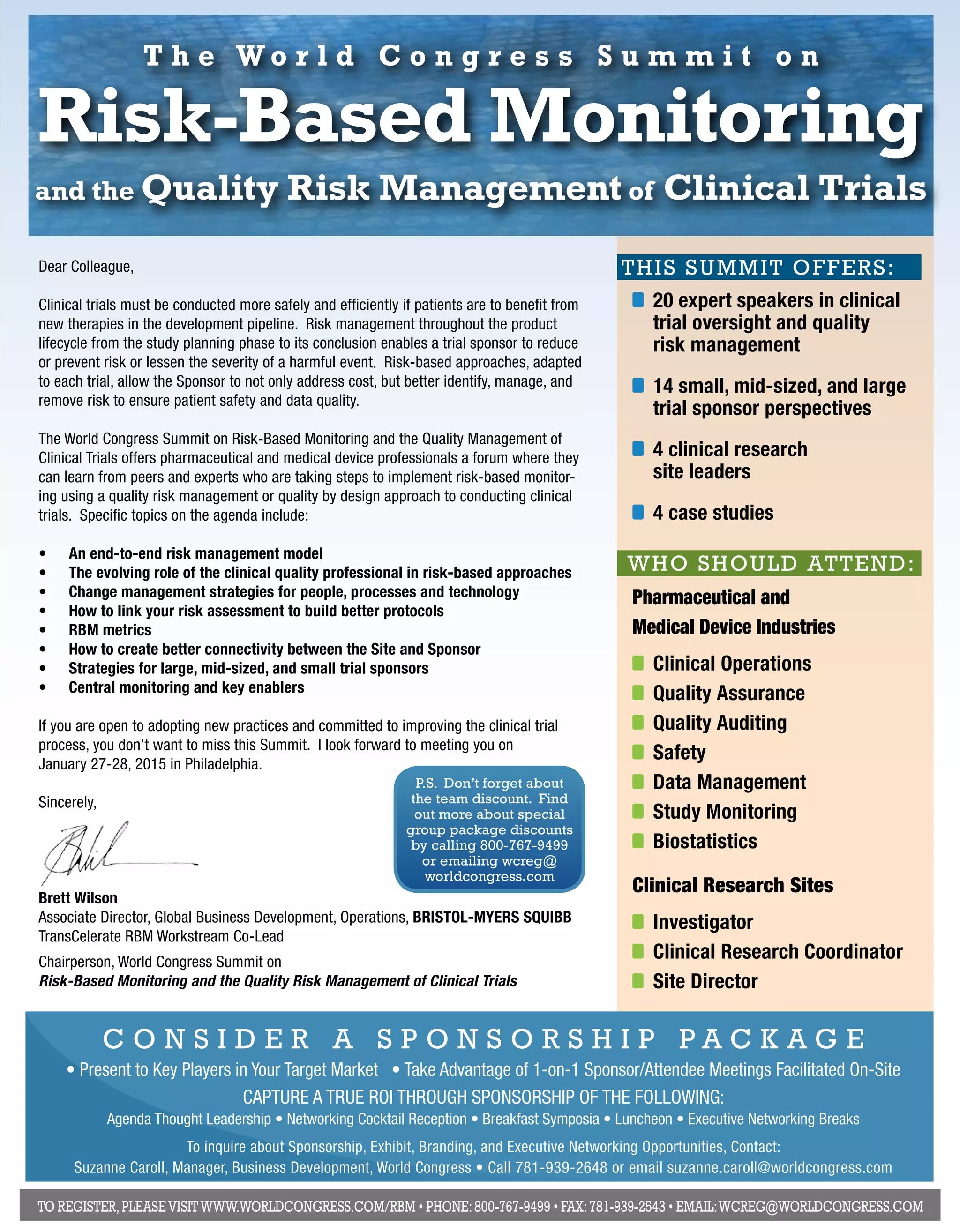 The World Congress Summit on Risk-Based Monitoring and the Quality Risk ...