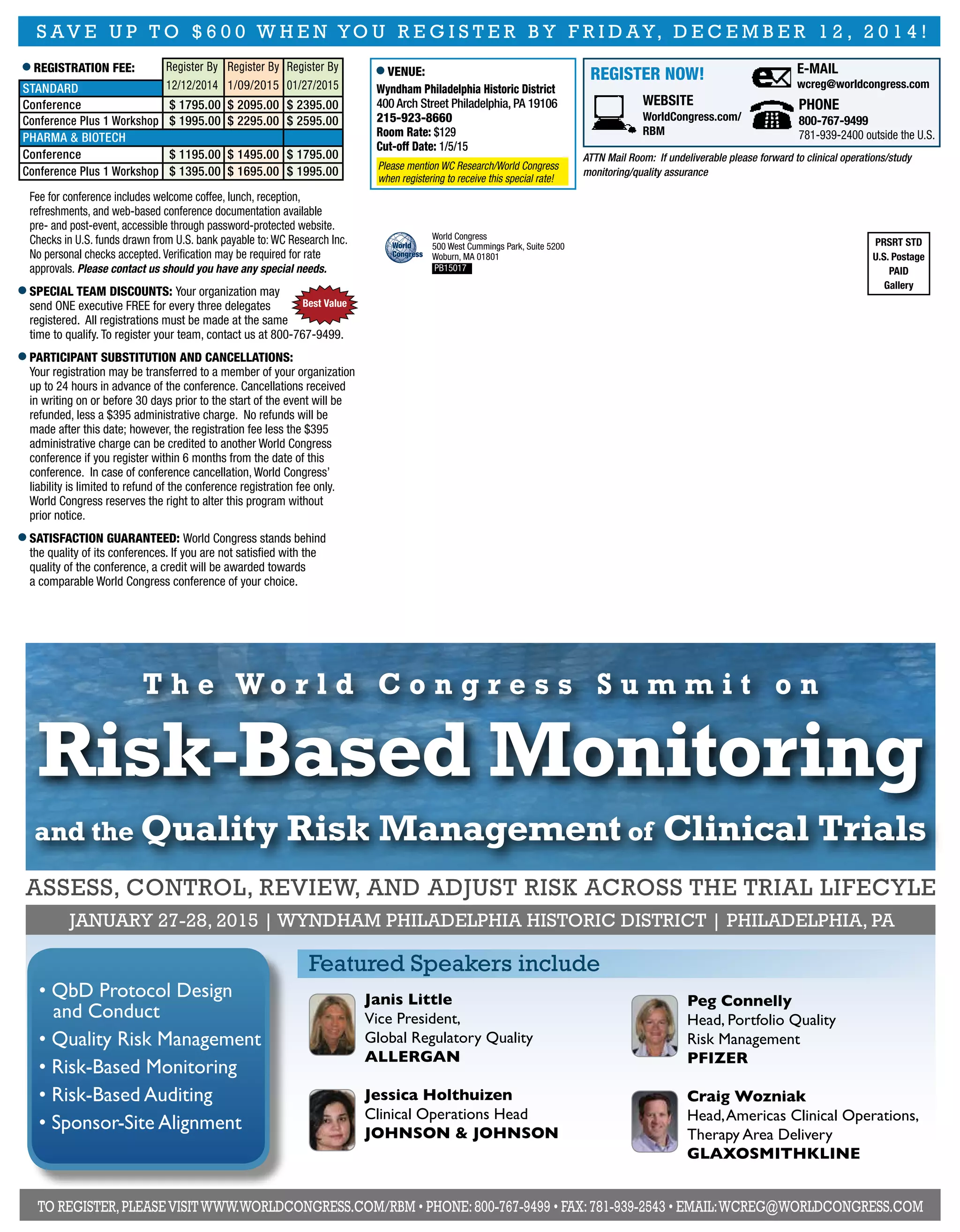 The World Congress Summit on Risk-Based Monitoring and the Quality Risk ...