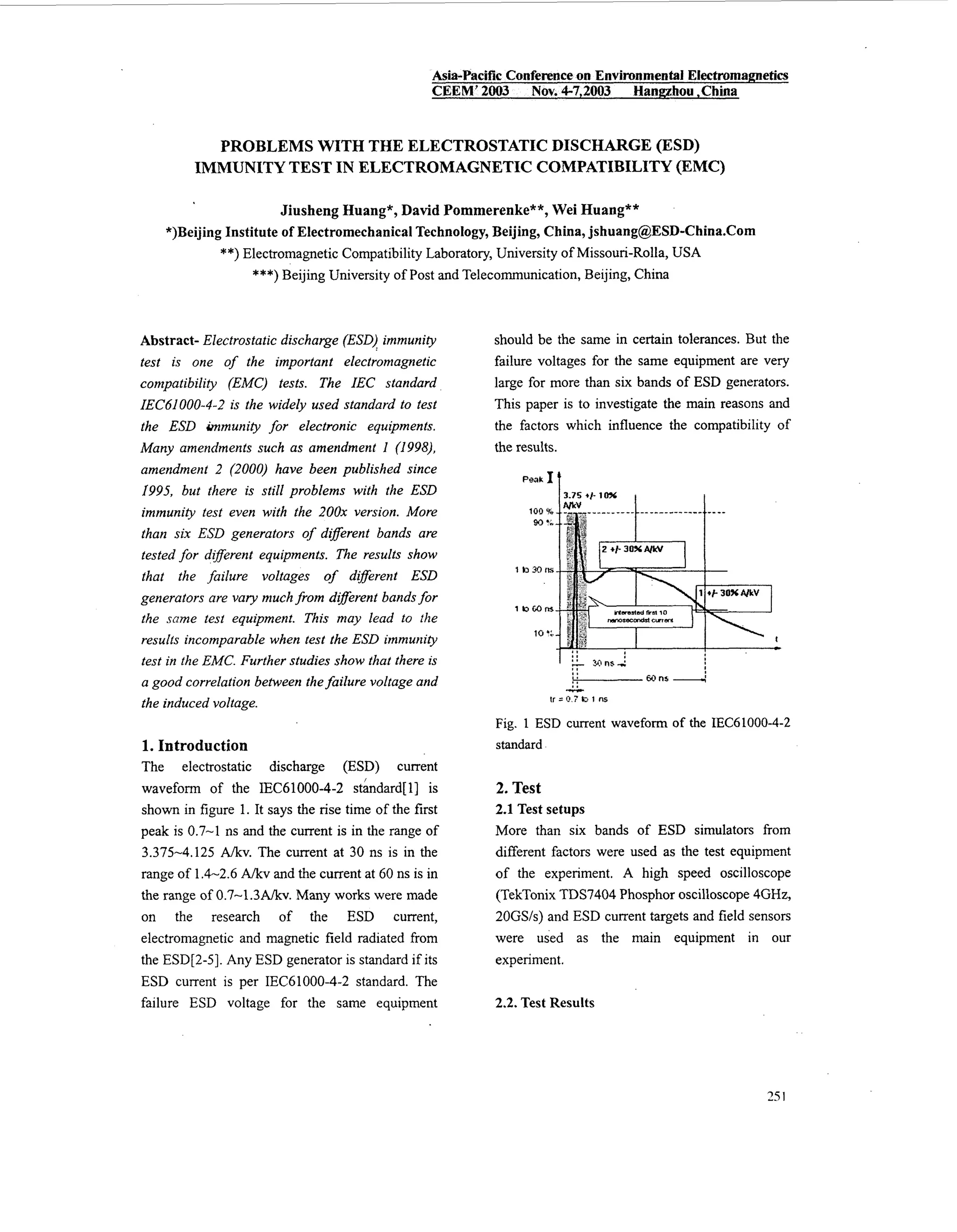 Pb2003.01 problems with the electrostatic discharge (esd) immunity test ...