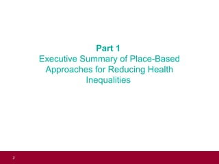 Place-based approaches for reducing health inequalities | ODP