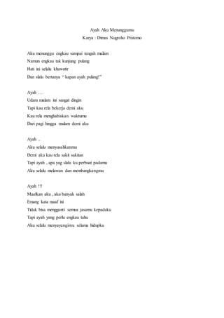 Pb ayah aku menunggumu dimas nugroho pratomo | DOCX