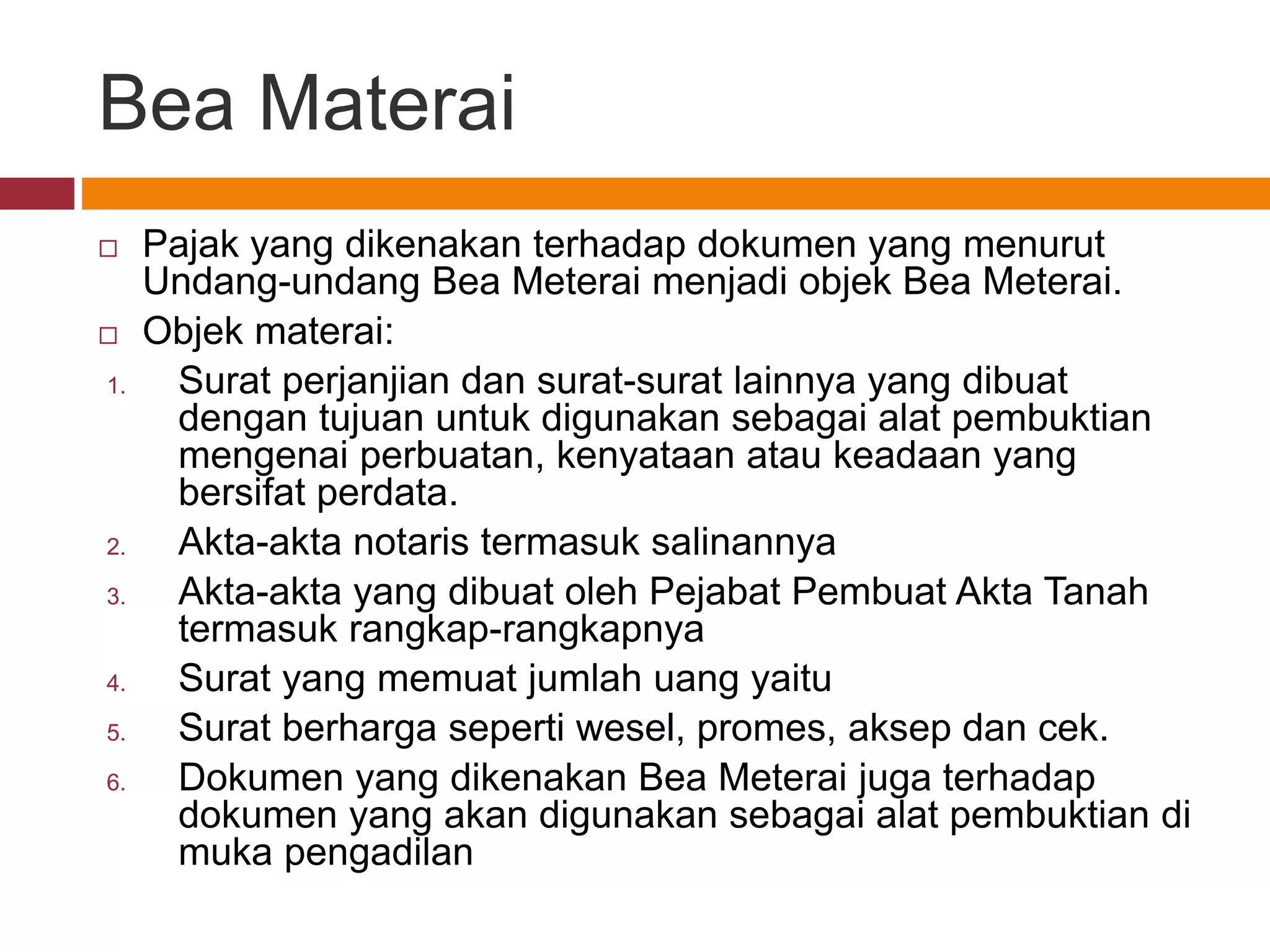 PBB, Bea Materai, dan Tantangan Pemungutan | PPTX