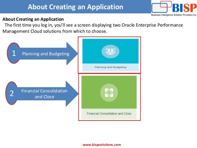 Oracle Pbcs Creating Standard Application