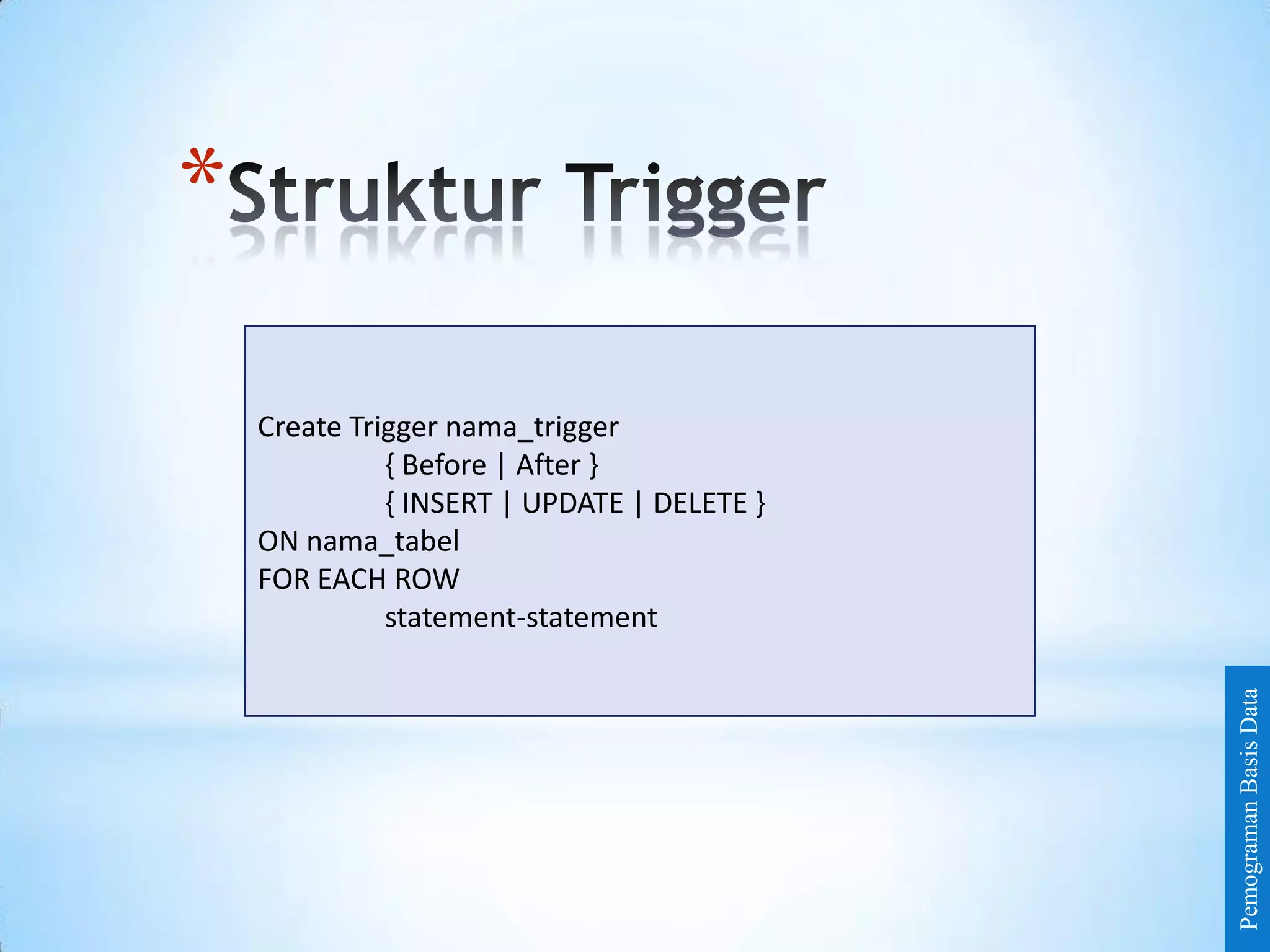 Pemrograman Basis Data "Trigger" | PPTX