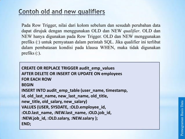 Pemrograman Basis Data "Trigger" | PPTX