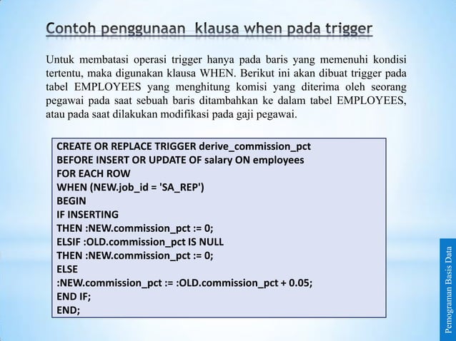 Pemrograman Basis Data "Trigger" | PPTX