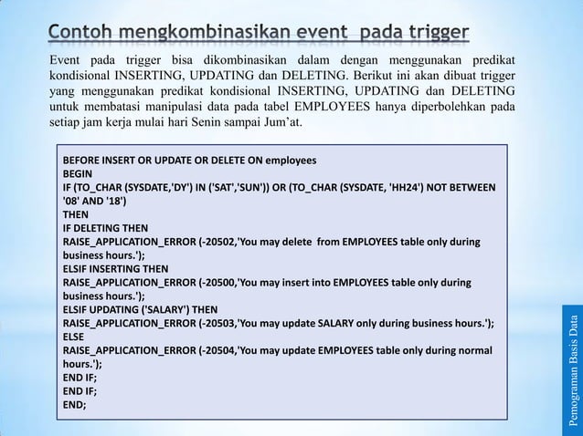 Pemrograman Basis Data "Trigger" | PPTX