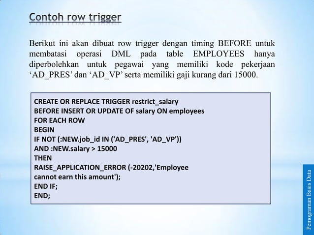Pemrograman Basis Data "Trigger" | PPTX