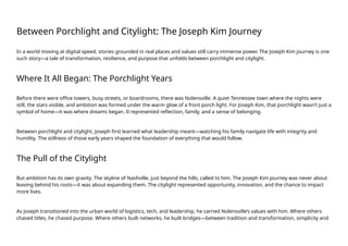 Between Porchlight and Citylight: The Joseph Kim Journey | PDF