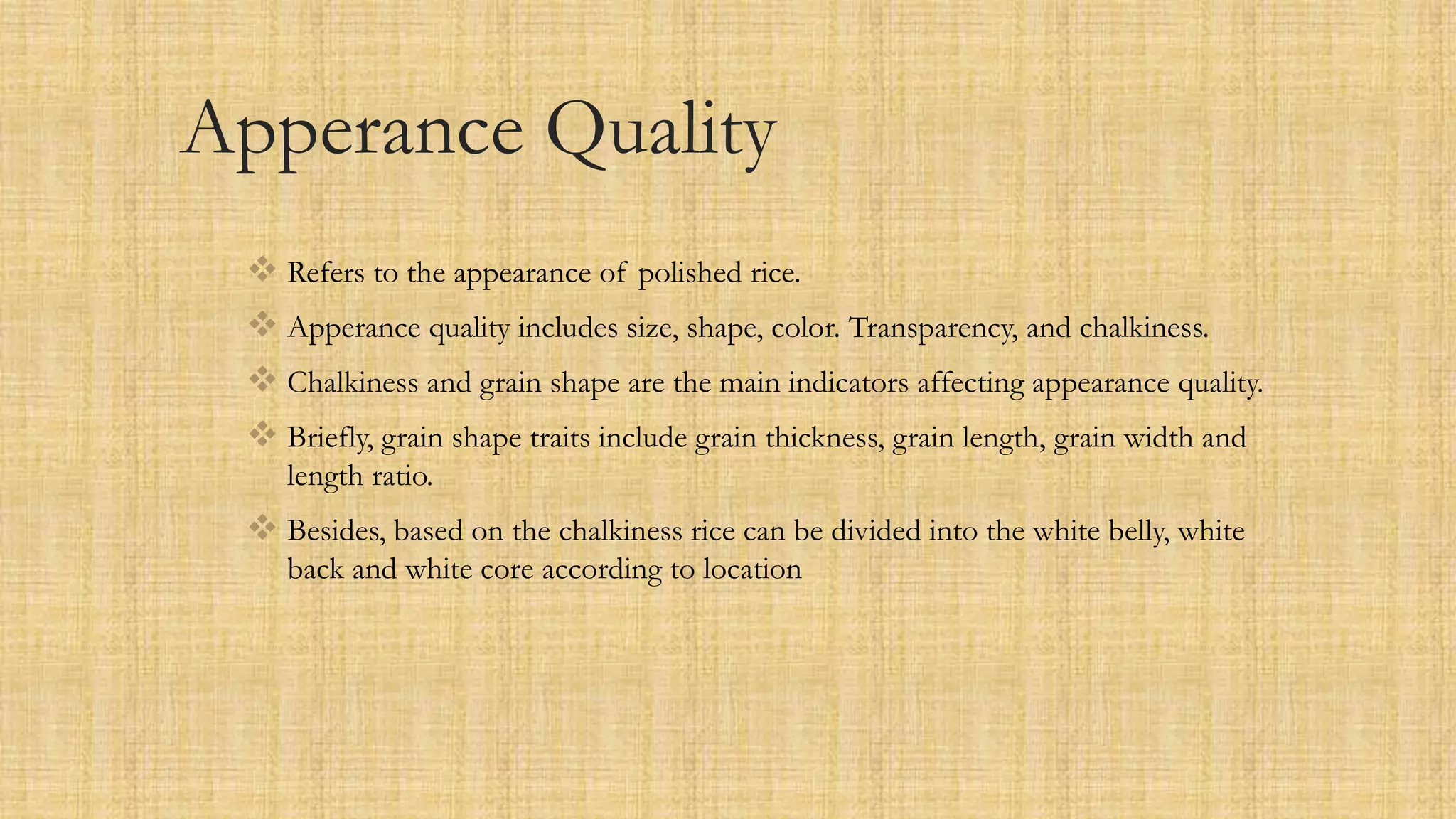 Rice Grain Quality parameters and Determination Tools | PPTX