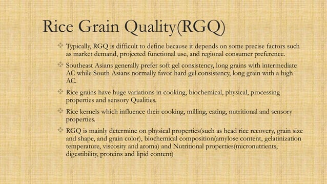 Rice Grain Quality parameters and Determination Tools | PPTX ...