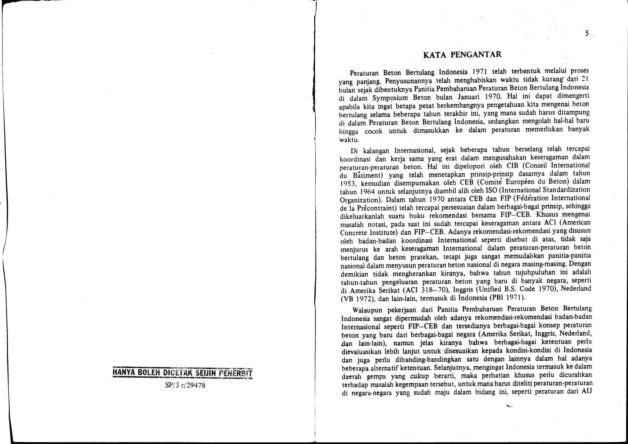 Peraturan Beton Bertulang Indonesia PBI 1971 | PDF