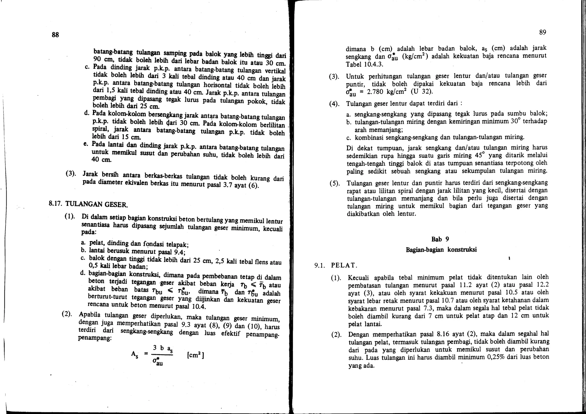 Peraturan Beton Bertulang Indonesia PBI 1971 | PDF