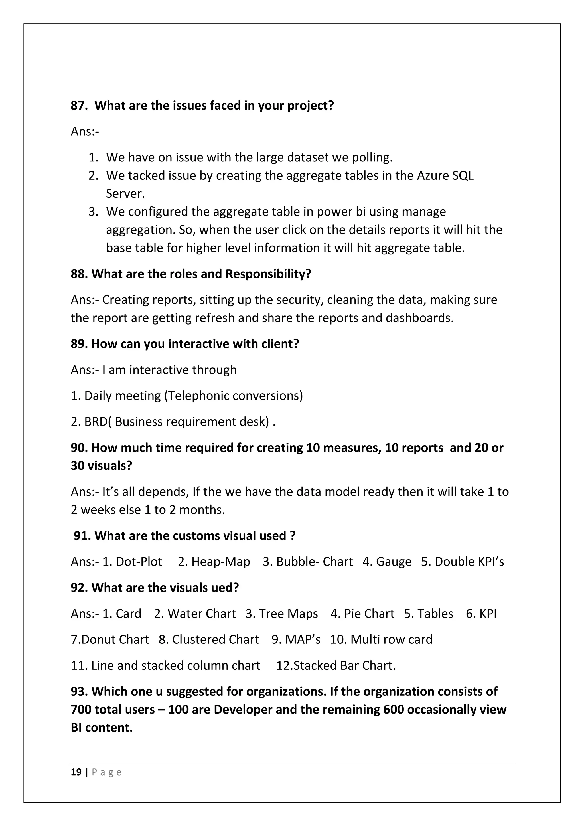 Pbi interview questions | PDF