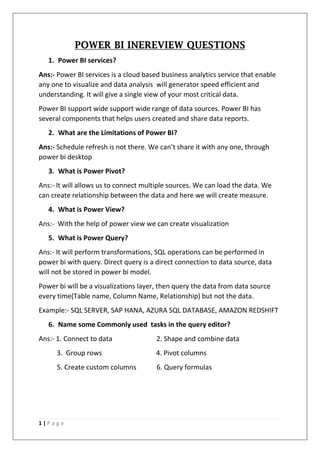 Pbi interview questions | PDF