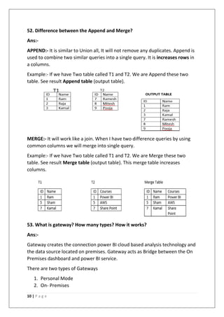 Pbi interview questions | PDF
