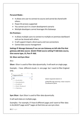 Pbi interview questions | PDF