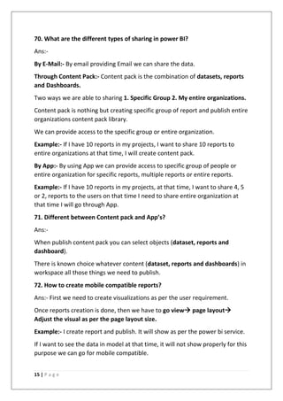 Pbi interview questions | PDF