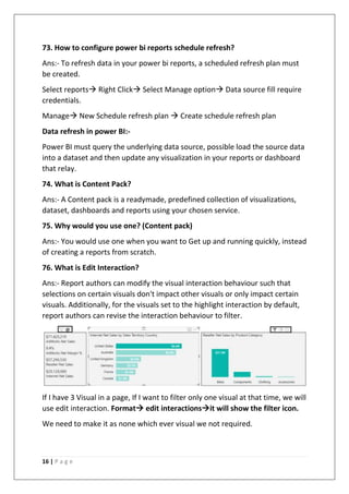 Pbi interview questions | PDF