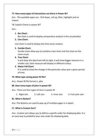 Pbi interview questions | PDF