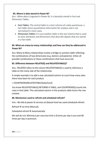 Pbi interview questions | PDF