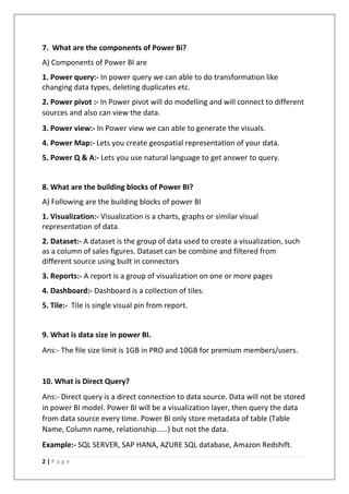Pbi interview questions | PDF