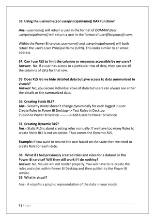 Pbi interview questions | PDF