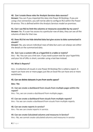 Pbi interview questions | PDF