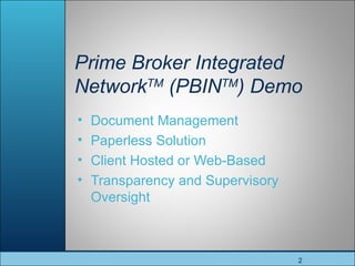 Prime Broker Document Management | PPT