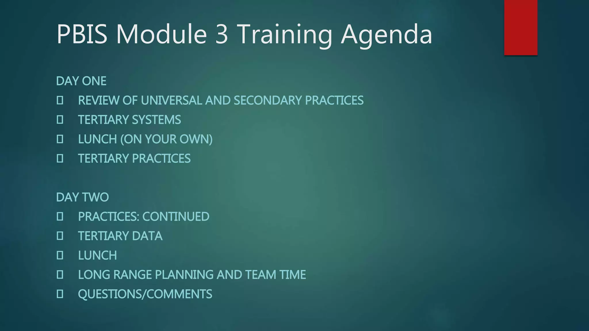 Pbis module 3 training agenda | PPT