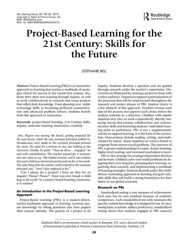 Pbl and 21st century skills | PDF | Educational Assessment | Education