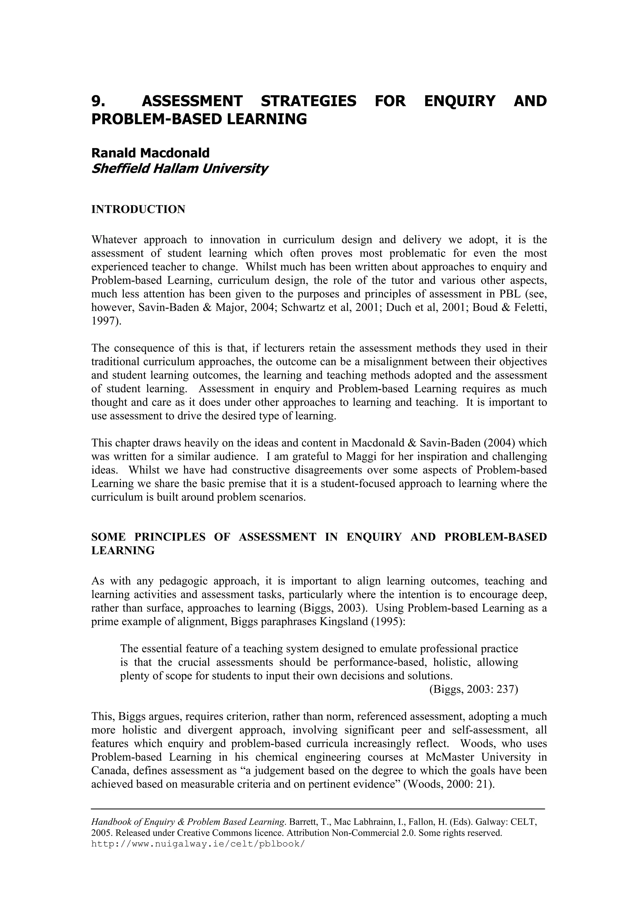 Pbl+assessment chapter9 | PDF