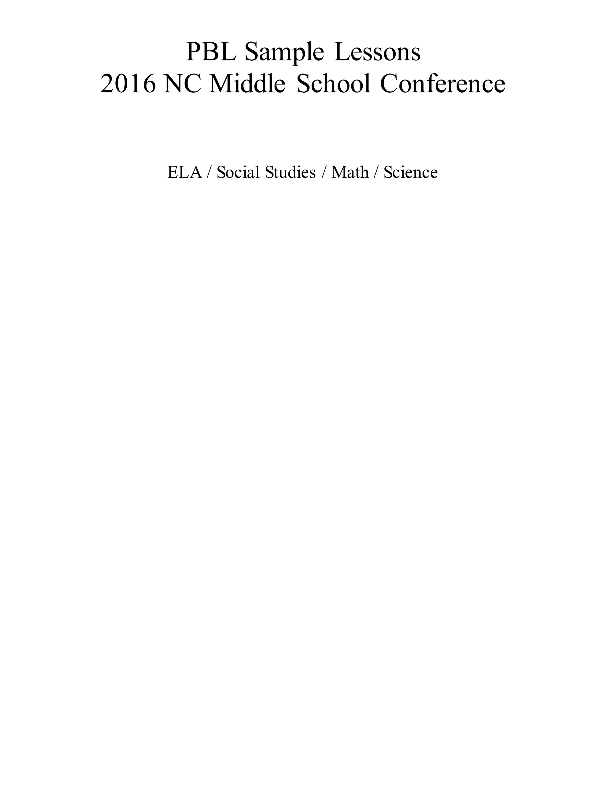 PBL Facilitation- Workshop Example Lesson Plans | DOCX