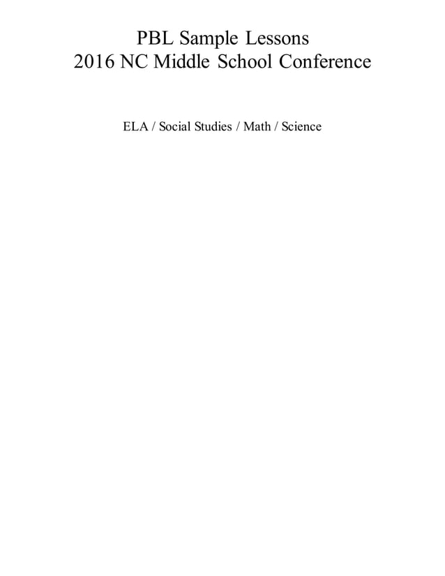 PBL Facilitation- Workshop Example Lesson Plans | DOCX