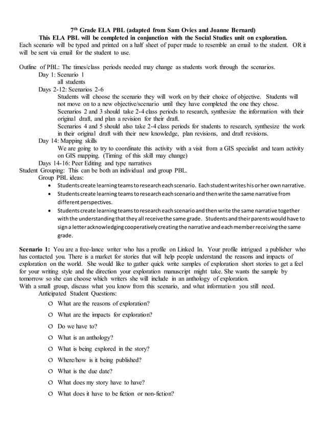 PBL Facilitation- Workshop Example Lesson Plans | DOCX