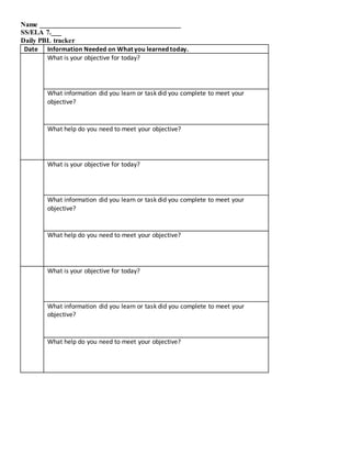 PBL Facilitation- Workshop Example Lesson Plans | DOCX
