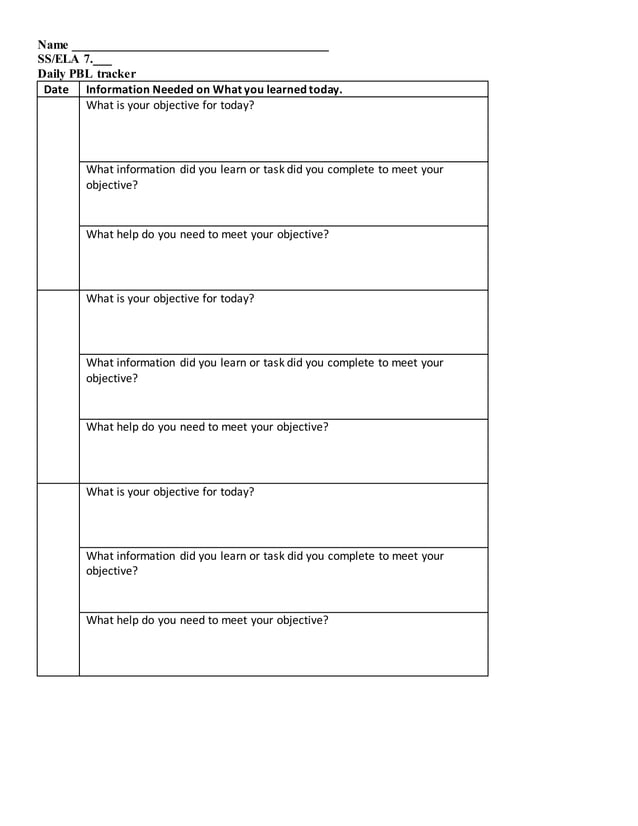 PBL Facilitation- Workshop Example Lesson Plans | PDF